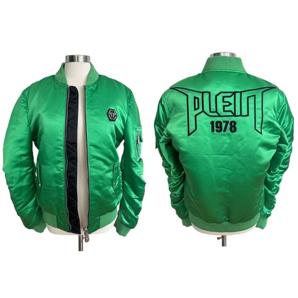 Philipp Plein | Jackets & Coats | Philipp Plein Mens L Green Satin Logo ...